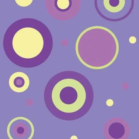 Papel de parede circulos em lilás amarelo e verde