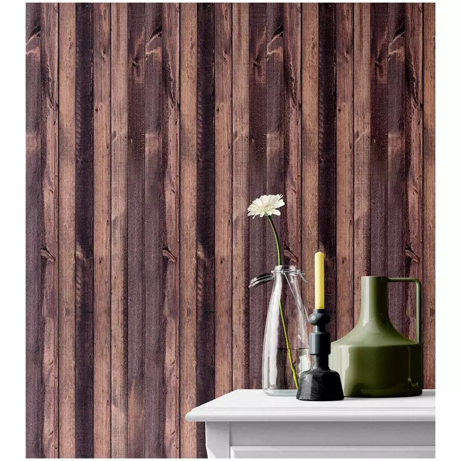 Papel de parede ripas de madeira marrom chocolate